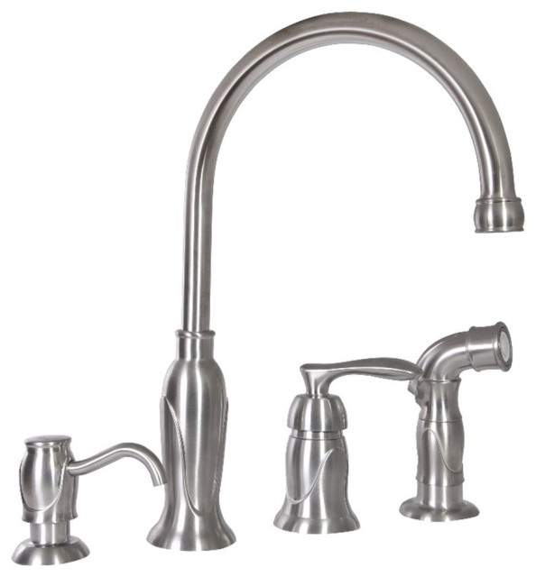 Madison Silver Stainless Steel Kitchen Faucet with Side Sprayer and ...