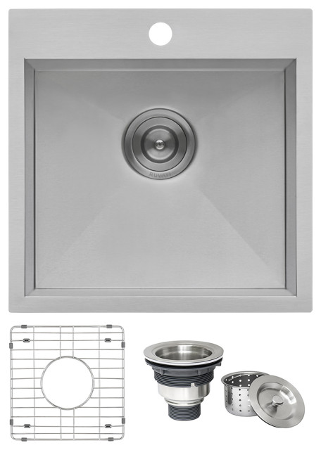 Ruvati RVH8118 18x18" Drop-in Topmount Bar Prep Sink Stainless Single Bowl - Contemporary - Bar ...