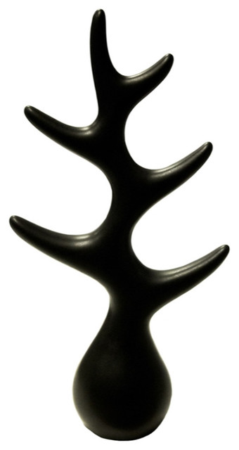 decorative Ceramic Modern Tree decor, Matte Black - Contemporary ...