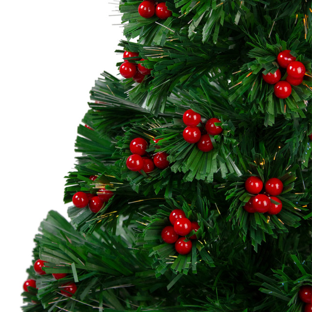 3' Pre-Lit Color Changing Fiber Optic Christmas Tree With Red Berries ...