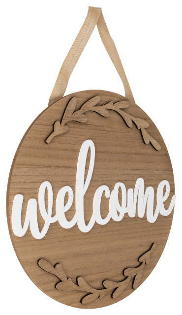 Welcome Daily Branches Wooden Wall Sign 15.75" - Contemporary - Novelty ...
