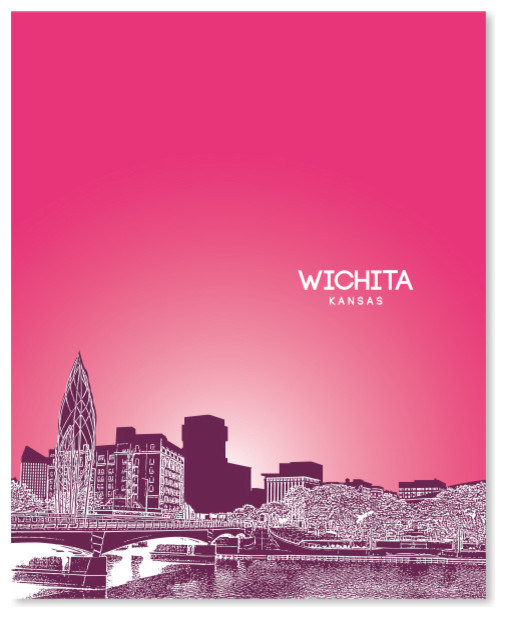 Wichita, Kansas Skyline Art Poster - Contemporary - Prints And Posters ...