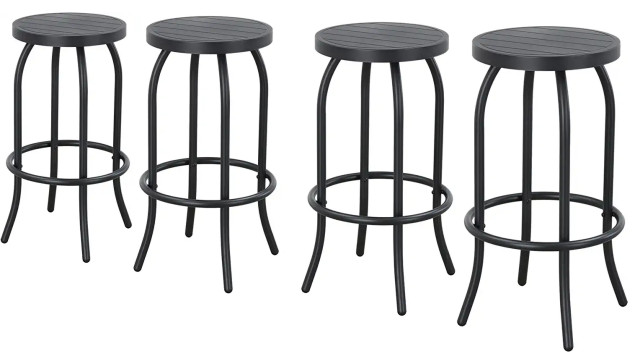 2 Pack Outdoor Bar Stool, Backless Design With Round Seat & Ring ...
