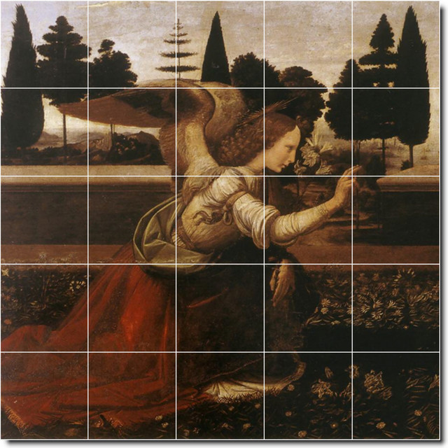 Leonardo Da Vinci Angels Painting Ceramic Tile Mural #38, 40" Wide x 40 ...
