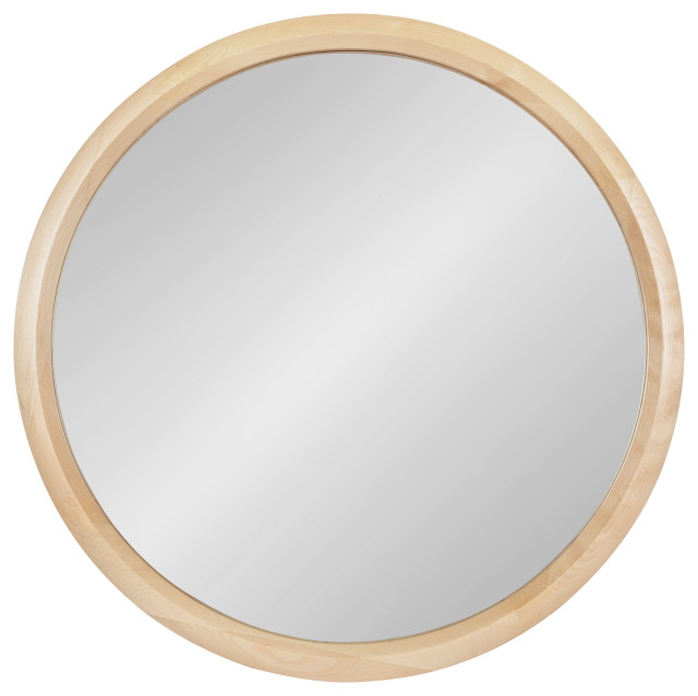 Pao Curved Framed Wood Wall Mirror, 28" Diameter - Scandinavian - Wall ...