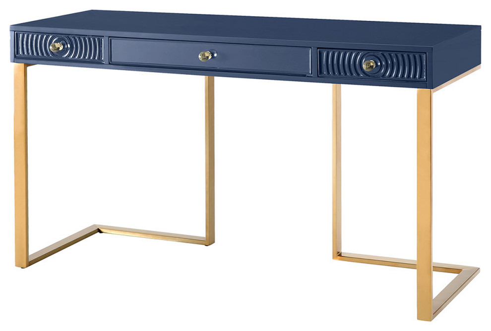 Glam Luxe Gold Desk, Hollywood Regency Writing Desk - Contemporary ...