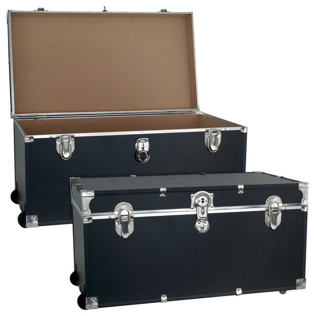 Seward 31" Trunk with Wheels & Lock, Black - Transitional - Decorative ...