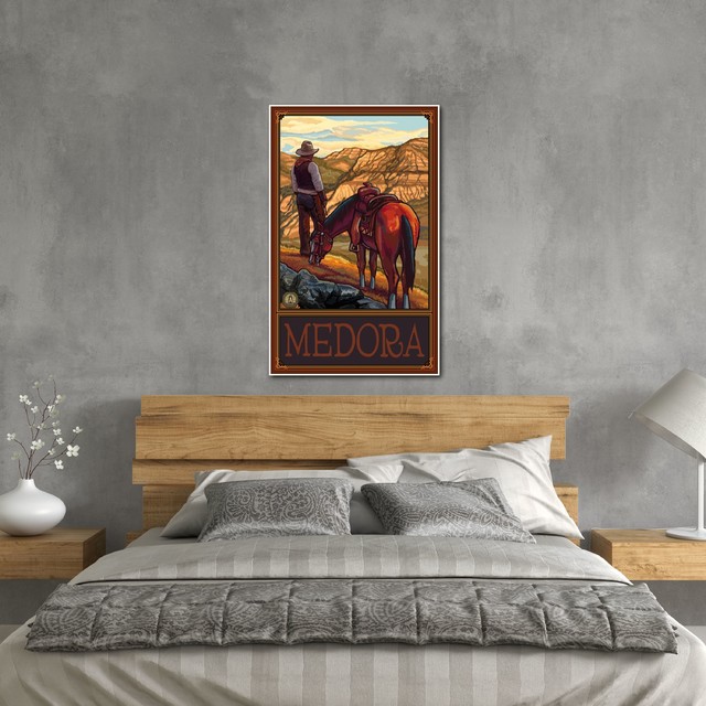 by Artist Paul A. Lanquist Medora North Dakota Cowboy On Art Print, 30 ...