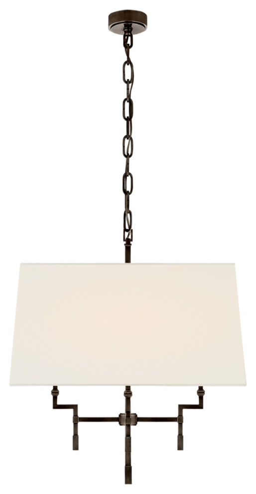 Jane Medium Hanging Shade in Gun Metal with Linen Shade - Transitional ...