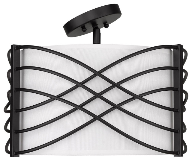 Golden Zara 3-Light Ceiling Light in Matte Black - Transitional - Flush ...