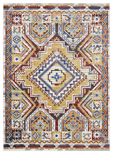 Florita Distressed Southwestern Aztec Area Rug - Vibrant Design Durable ...