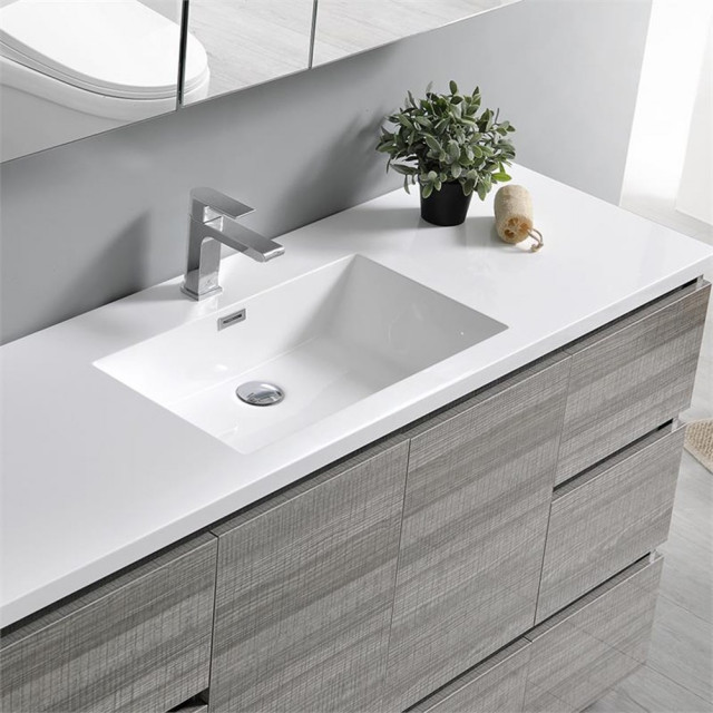 Fresca Lazzaro Wood Bathroom Vanity with Medicine Cabinet in Glossy Ash ...