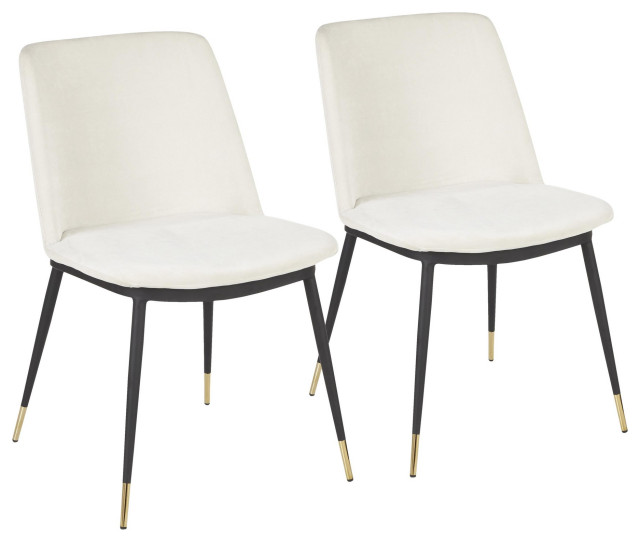 Wanda Contemporary Chair With Black Metal Legs With Gold Accent and ...