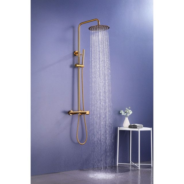 Wall-mounted Thermostatic Bathroom Shower set, Brushed Gold ...