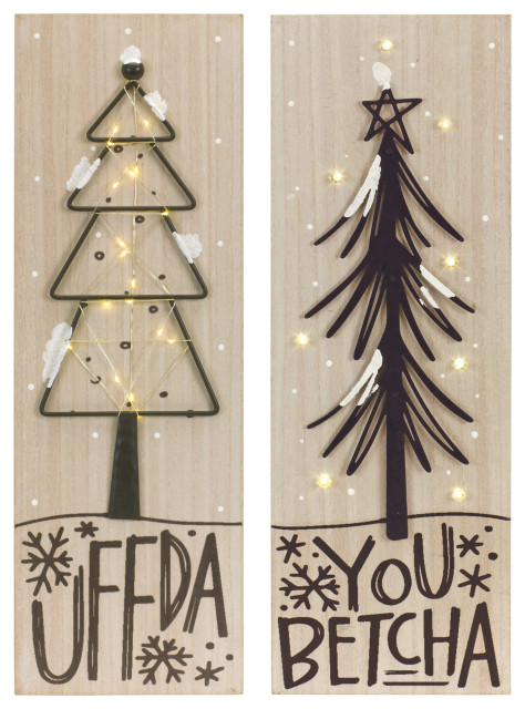 LED You Betcha and Uffda Sign, 2-Piece Set - Contemporary - Wall ...