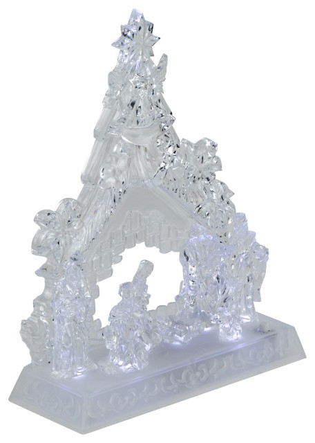 12" LED Lighted Nativity Scene, Stable Acrylic Christmas Decoration ...