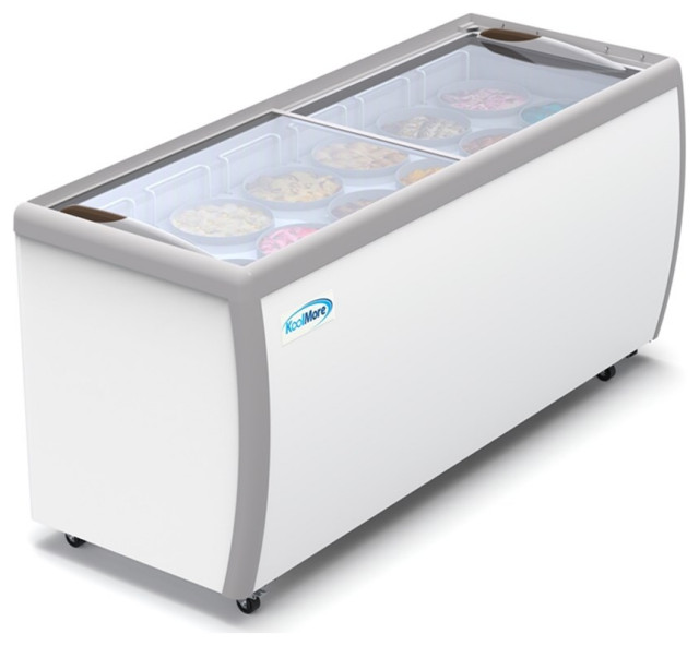 70 in. 12 Tub Ice Cream Dipping Cabinet Freezer with Sliding Door - 20 ...