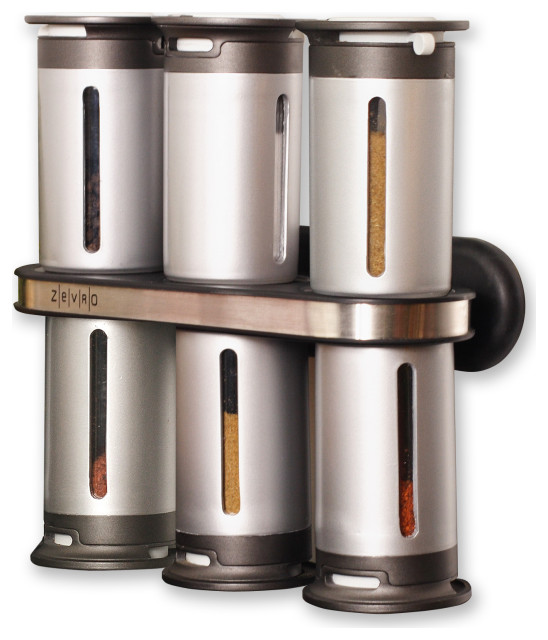 Zevro Zero Gravity Magnetic Spice Rack Wall Mount 6 Canisters ...