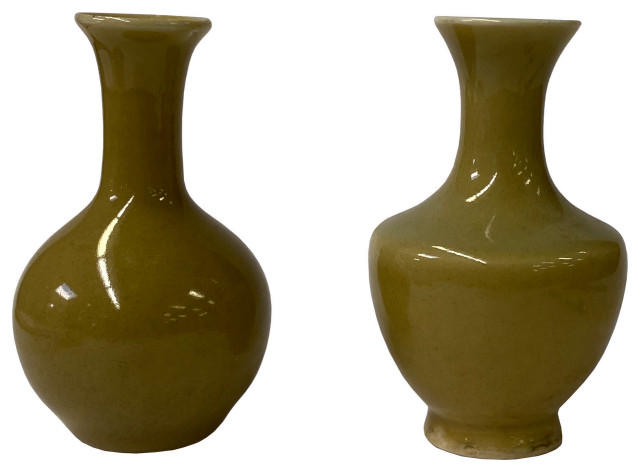 2 Chinese Clay Ceramic Ware Wu Tan Taupe Color Small Vase Hws2812 ...