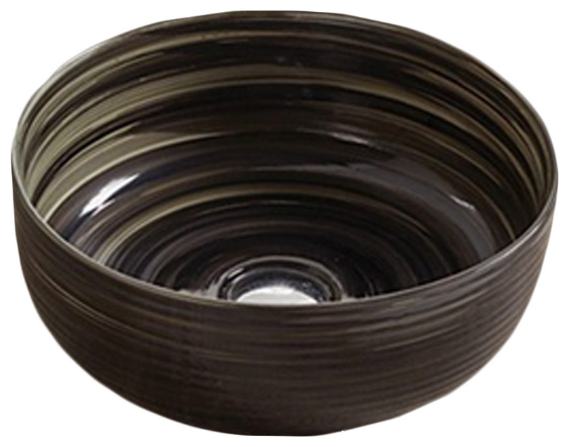 American Imagination 14.09"W Bathroom Vessel Sink, Black Swirl ...