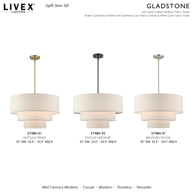 Livex Lighting Gladstone 4-Light Antique Brass Pendant Chandelier - Transitional - Pendant ...