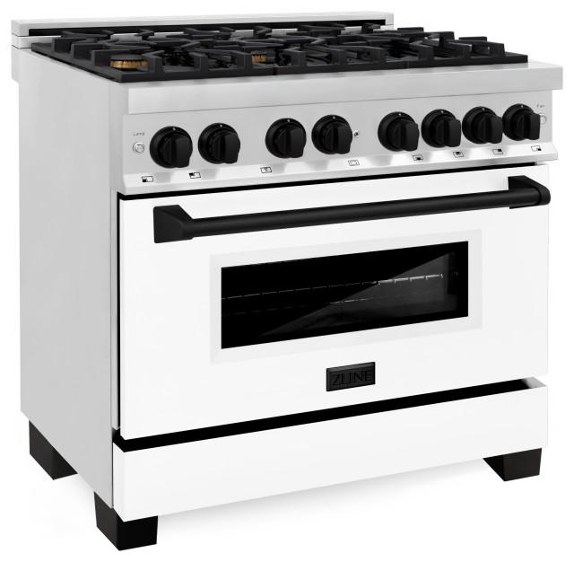 ZLINE 36" Dual Fuel Range, Stainless With White Matte Door RAZ-WM-36-MB ...