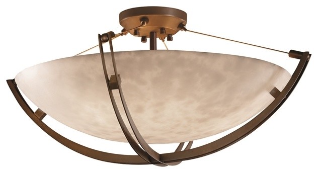 Justice Designs Clouds 24" Semi-Flush Bowl w/Crossbar - Dark Bronze ...