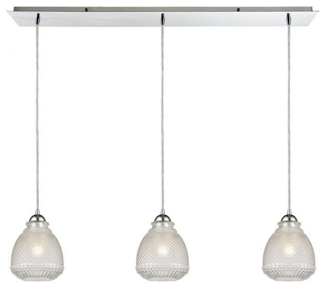 Round Globe Linear Pendant Light, 3-Light Linear Mini Pendant Clear ...