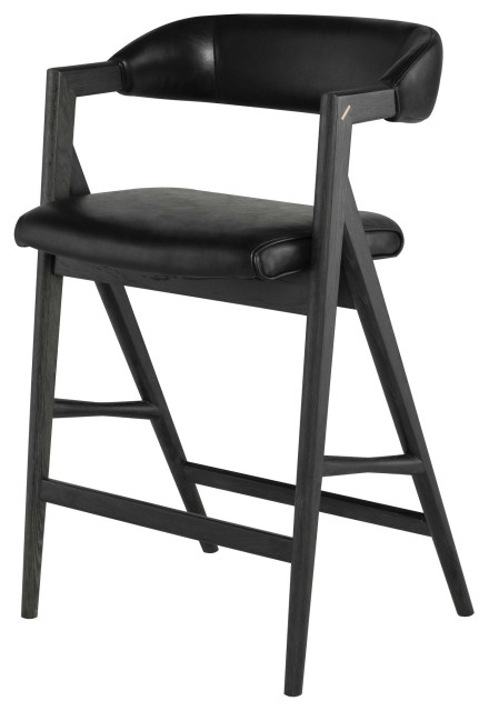 Anita Raven Leather Counter Stool - Midcentury - Bar Stools And Counter ...