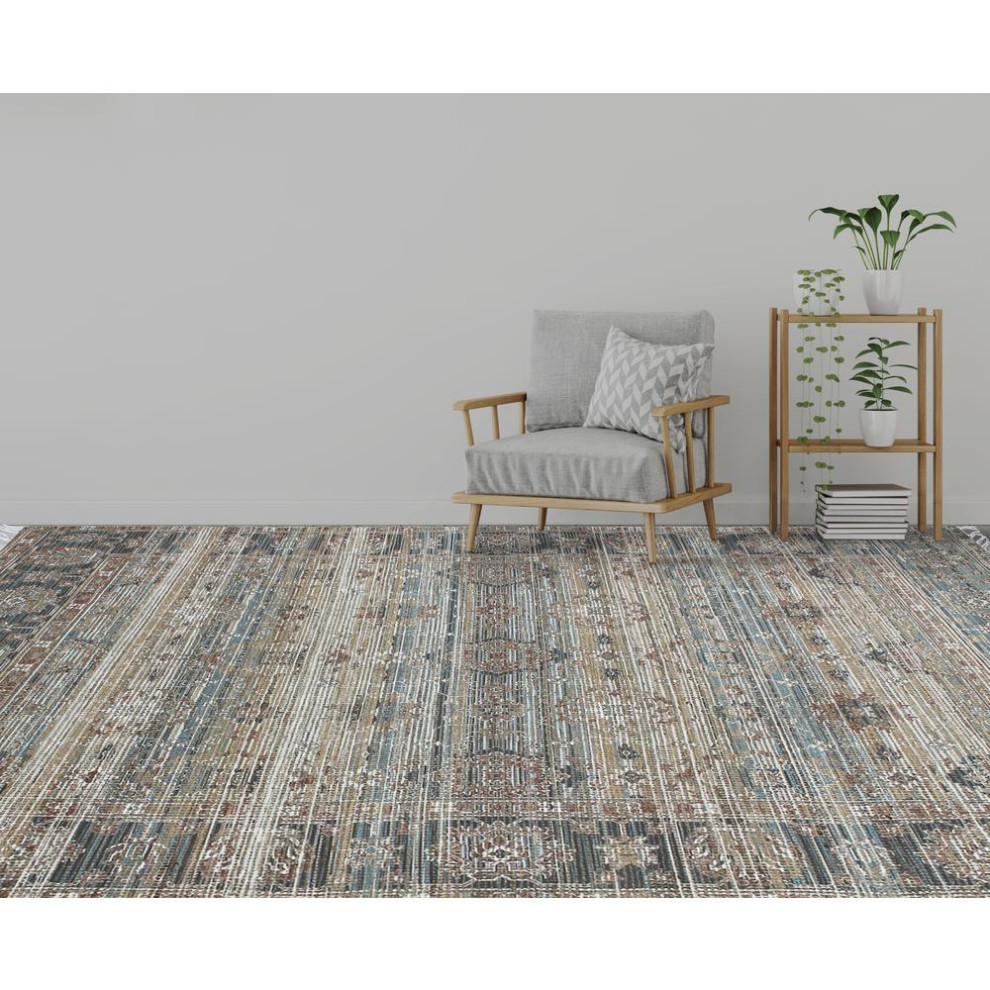 Prairie Hays Blue/Green Jute/Polyester Flatweave Area Rug, 5'x7'6", 5 ...