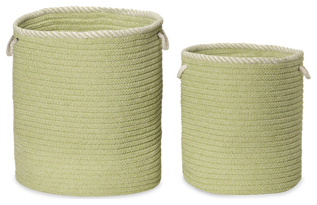 Soft Chenille Woven Hampers Green 17"x17"x22", Round, Braided ...