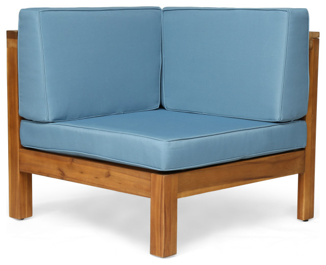 Emma Outdoor 11 Seater Acacia Wood Sectional Sofa and Club Chair Set ...