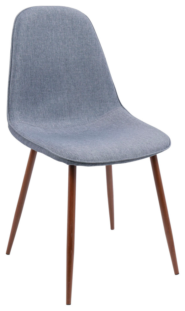 Lumisource Pebble Set Of 2 Dining Chair In Walnut And Blue Finish CH ...