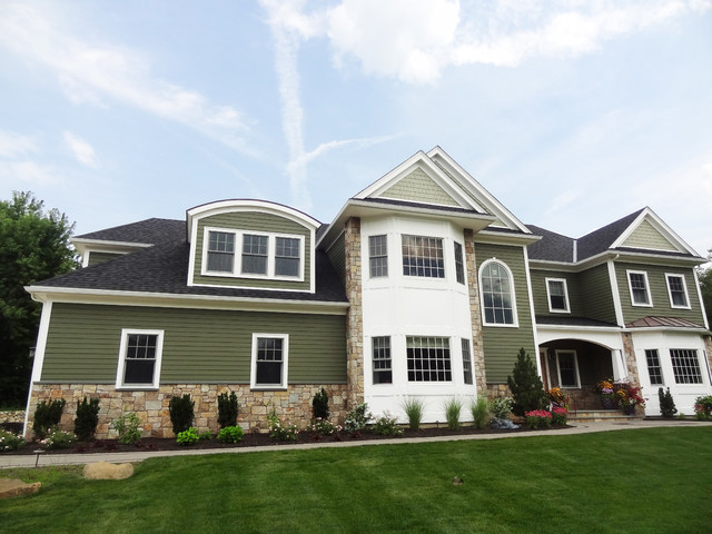 Olive Green Siding With Brick