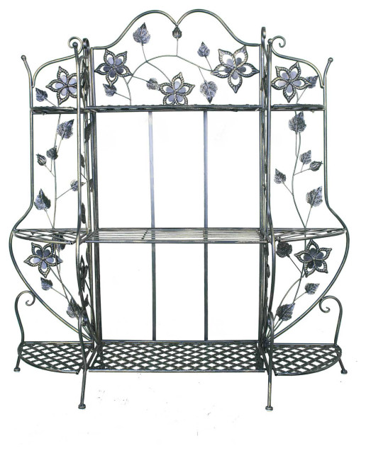 HomeRoots 25" X 5" X 50" Blackened Brass Steel Bakers Rack With Shelves ...