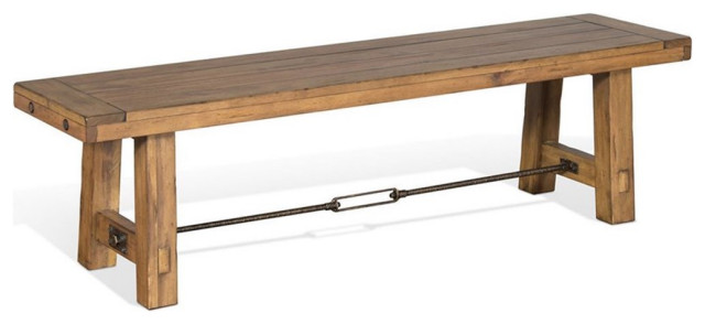 Sunny Designs Sierra 18" Mahogany Wood Dry Leaf Bench in Light Brown ...