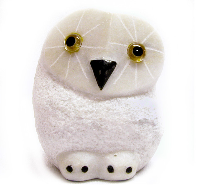 White Granite Snowy Owl 4in Tall - Rustic - Garden Statues And Yard Art ...