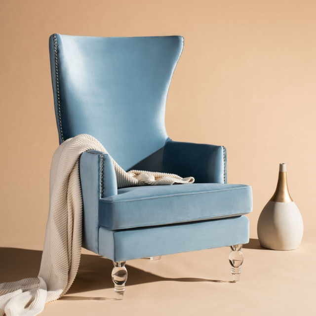 Maxine Modern Wingback Chair Light Blue - Traditional - Armchairs And ...