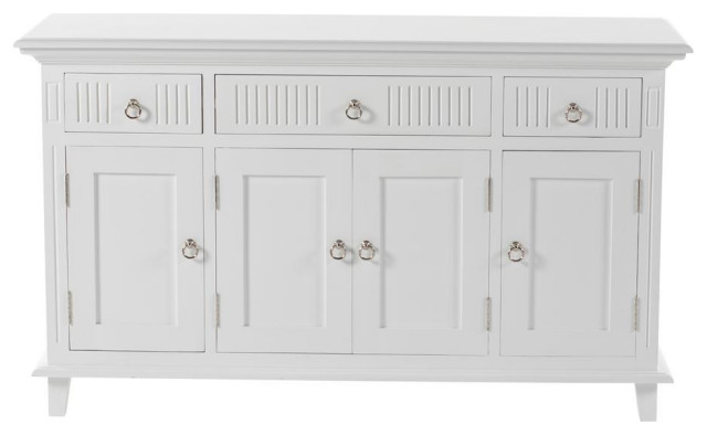 Classic White Buffet Sideboard With 4 Doors and 3 Drawers, Belen Kox ...