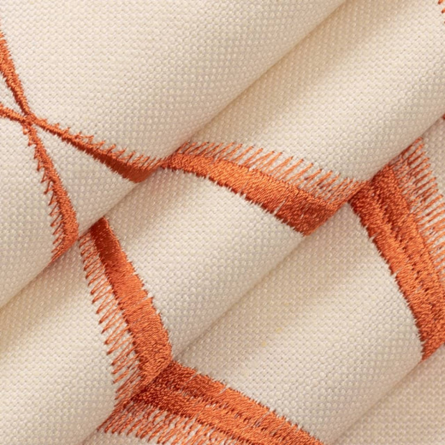 Orange Embroidery Geometric Upholstery Fabric by the Yard, By The Yard ...
