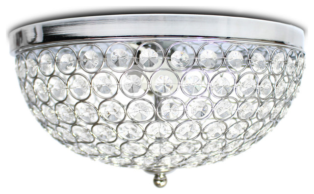 Elegant Designs 2 Light Elipse Crystal Flush Mount Ceiling Light 2 Pack, Chrome - Contemporary ...