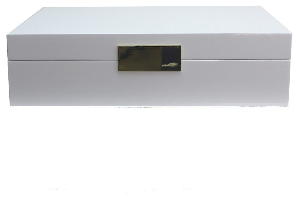 Addison Ross Large White Lacquer Box With Gold - Contemporary - Jewelry ...