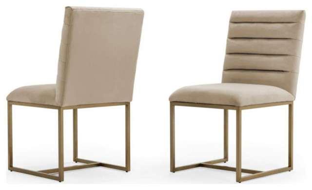 Michelle Modern Beige and Brush Gold Dining Chair, Set of 2 ...