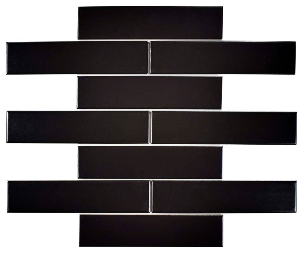 Metro Soho Subway Porcelain Tile, Matte Black, Sample - Contemporary ...
