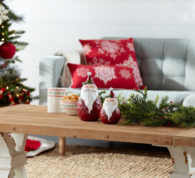 Round Santa Figurine, 2-Piece Set - Holiday Accents And Figurines - by ...