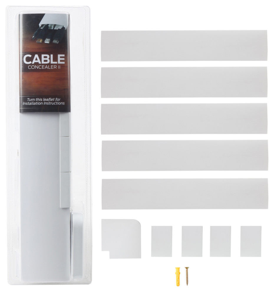 Set of Five 16" Cord Covers 80" Total On-Wall Cable Management Kit ...