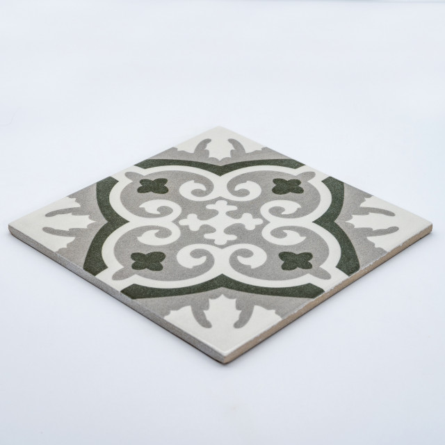 Oviedo 8 x 8 Ceramic Tile for Floor/Wall in Two Toned Grays and White ...