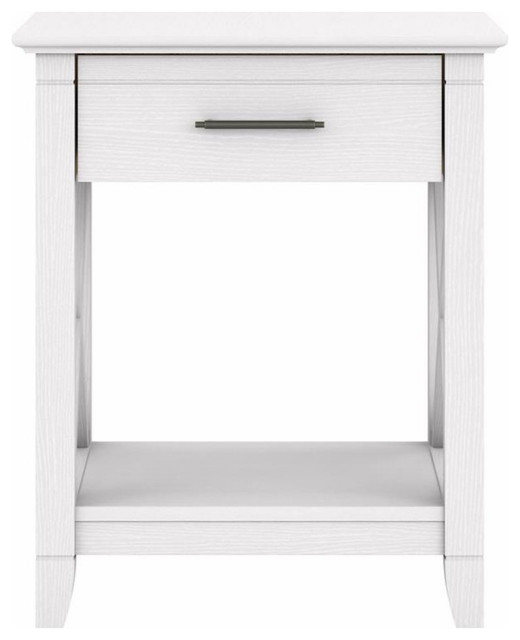 Home Square Wood End Table with Storage in Pure White Oak - Set of 2 ...