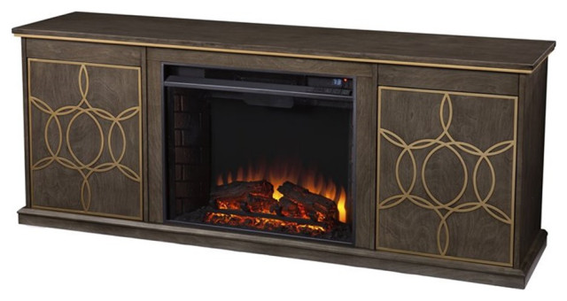 Bowery Hill Modern Electric Fireplace Console with Media Storage in ...