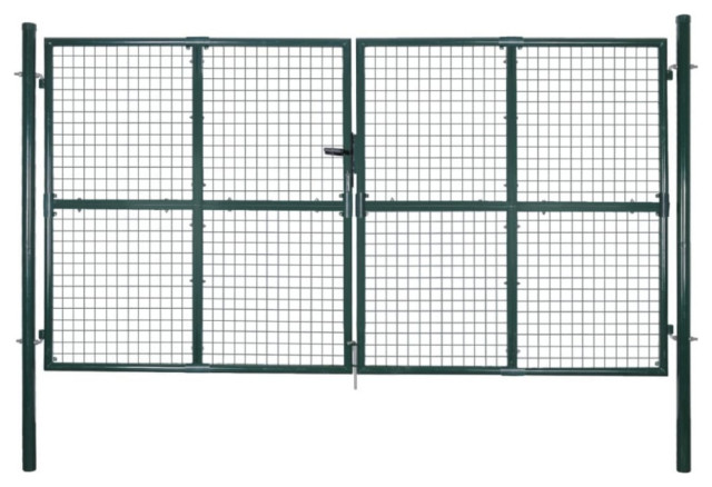 Vidaxl Double Door Fence Gate Powder-Coated Steel - Transitional - Home ...